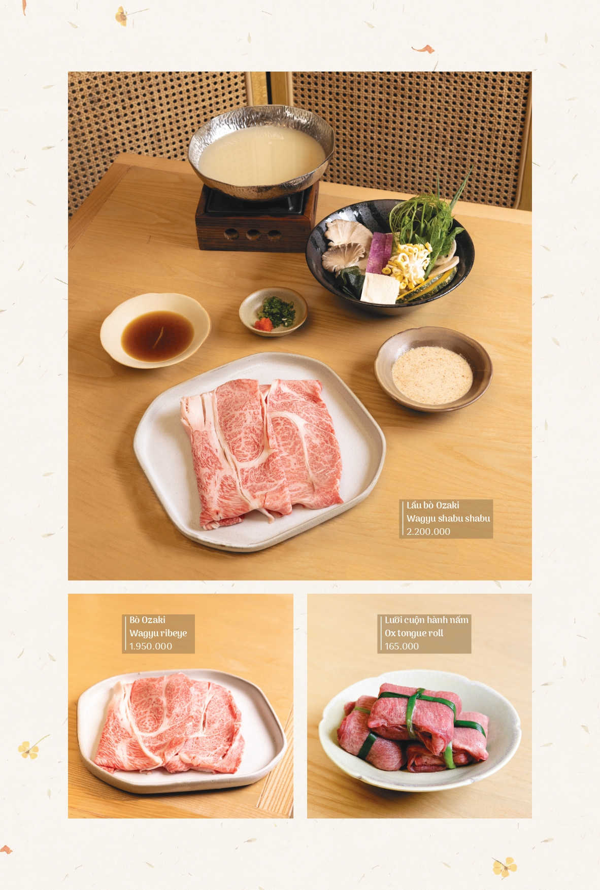 Ozaki Wagyu Menu - Masu