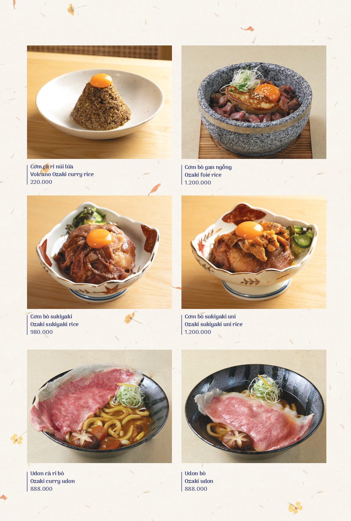 Ozaki Wagyu Menu - Masu